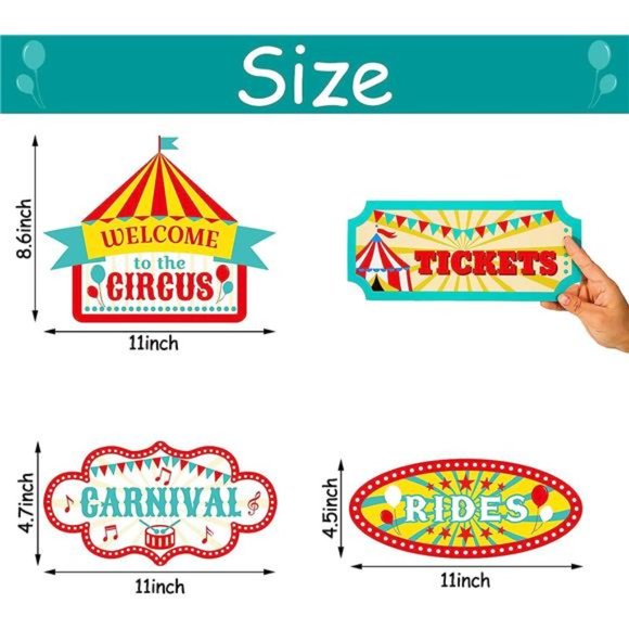 Party Supplies | 2 Pieces Circus Carnival Party Directional Signs ...